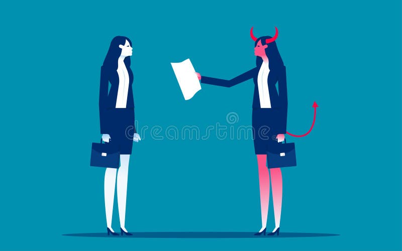 Devil and Businessman. Business Evil Contract Vector Illustration Stock ...