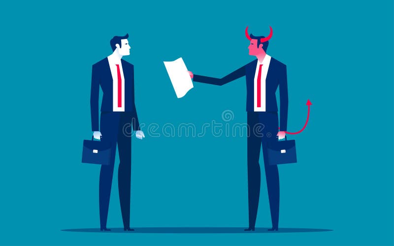 Devil and Businessman. Business Evil Contract Vector Illustration Stock ...
