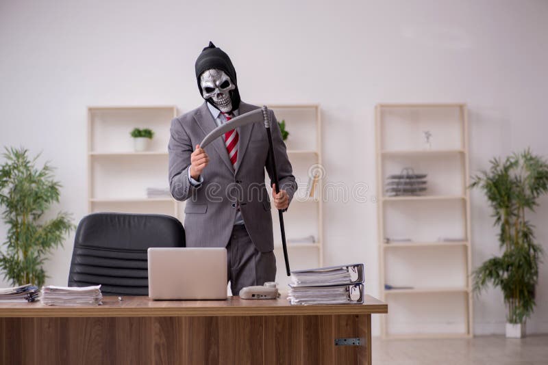 Devil Businessman Employee Sitting at Workplace Stock Photo - Image of ...