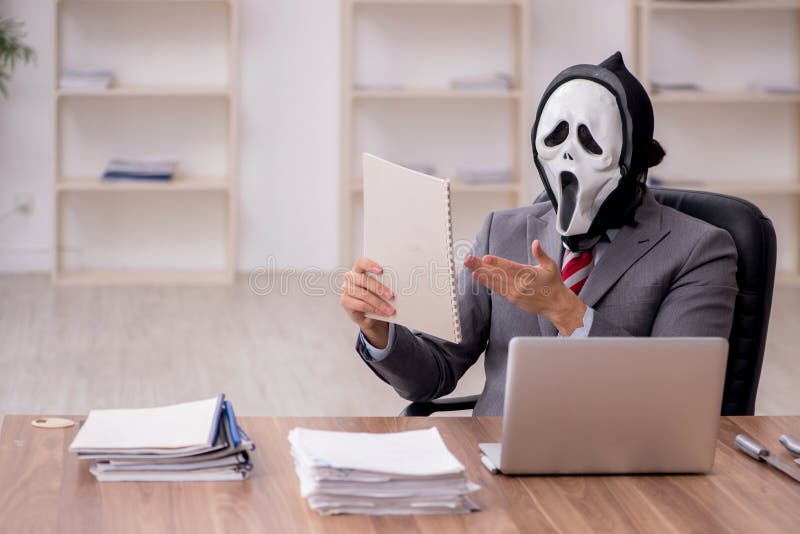 Devil Businessman Employee Sitting at Workplace Editorial Photography ...