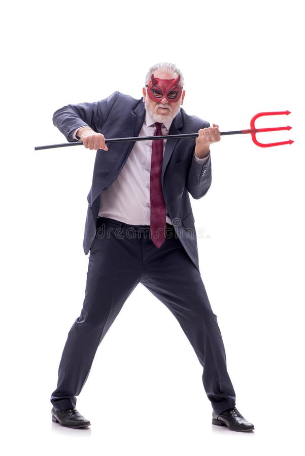 Devil Businessman Isolated on White Stock Photo - Image of businessman ...
