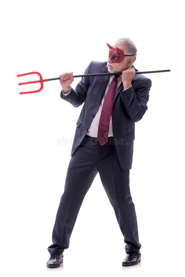 Devil Businessman Isolated on White Stock Image - Image of male, mask ...
