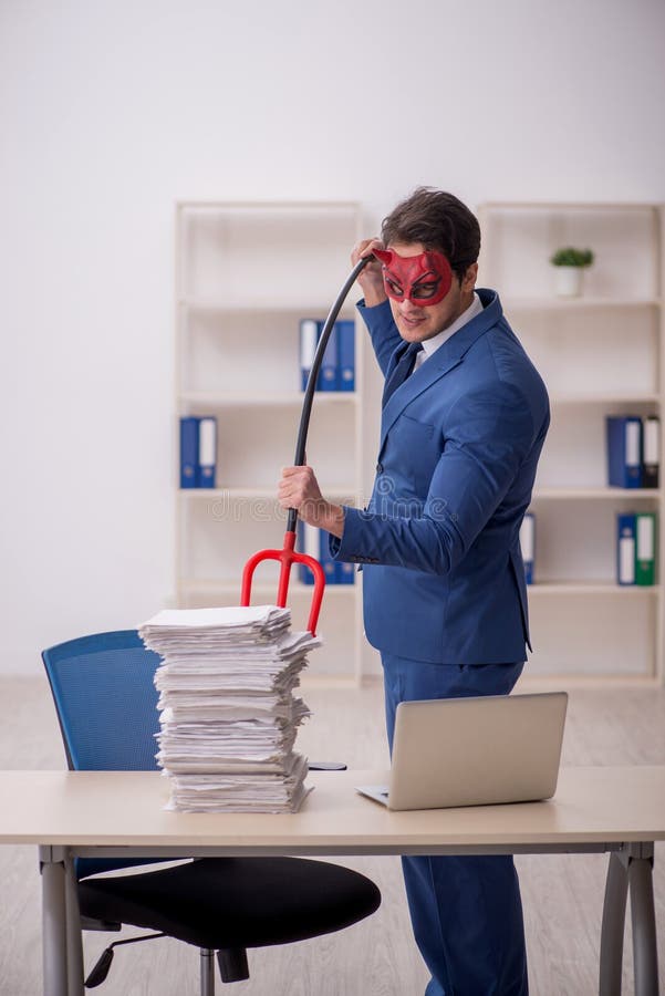 Devil Businessman and Too Much Work in the Office Stock Image - Image ...