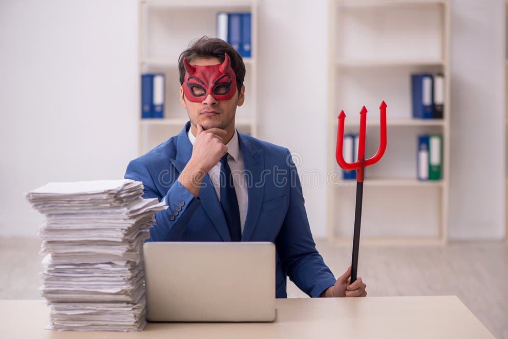 Devil Businessman and Too Much Work in the Office Stock Photo - Image ...