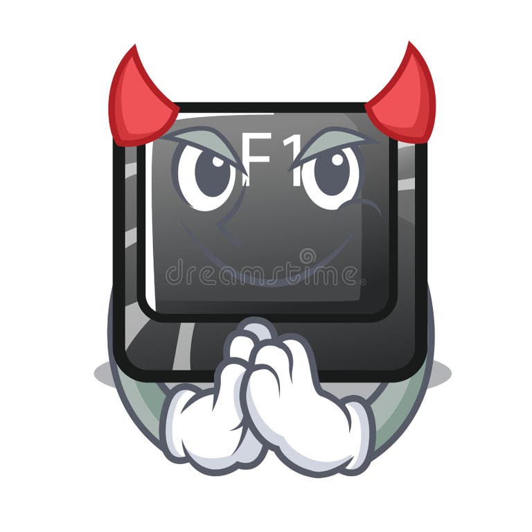 Devil Button F1 Cartoon on the Keyboard Stock Vector - Illustration of ...