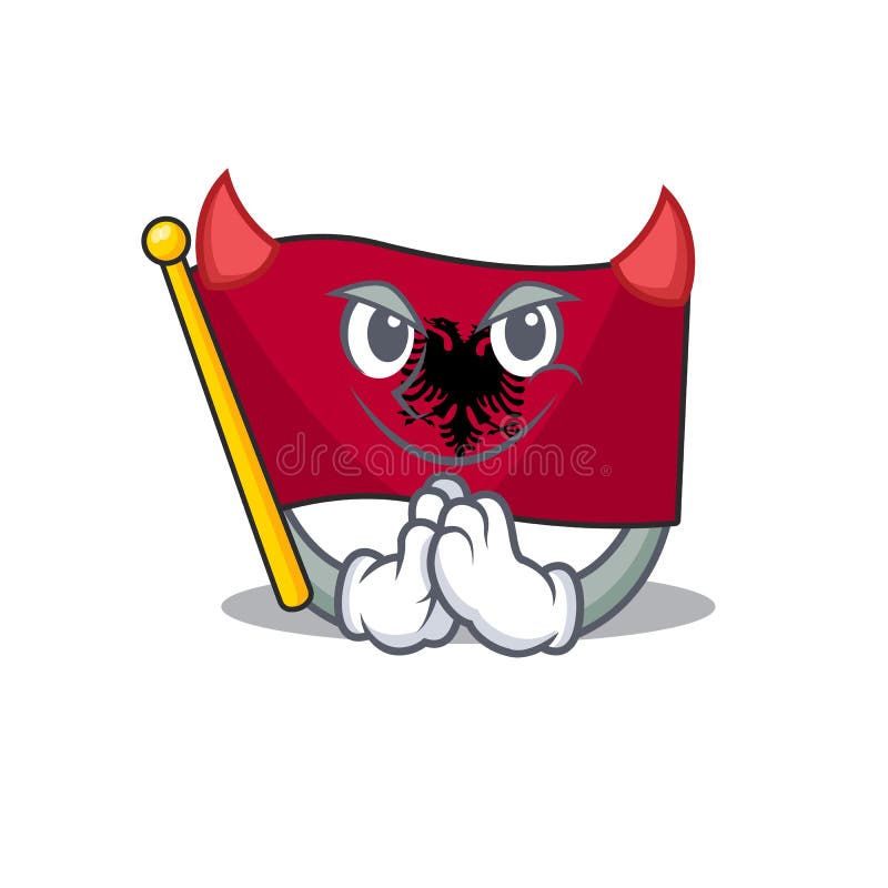 Devil Cartoon Character of Flag Albania Scroll Desig Stock Vector ...