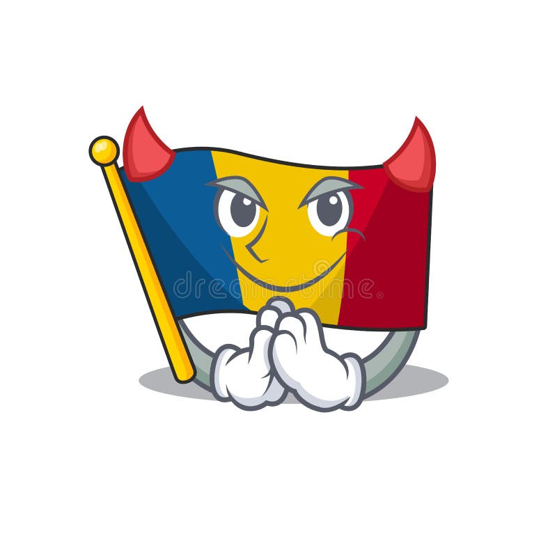 Devil Cartoon Character of Flag Chad Scroll Design Stock Vector ...