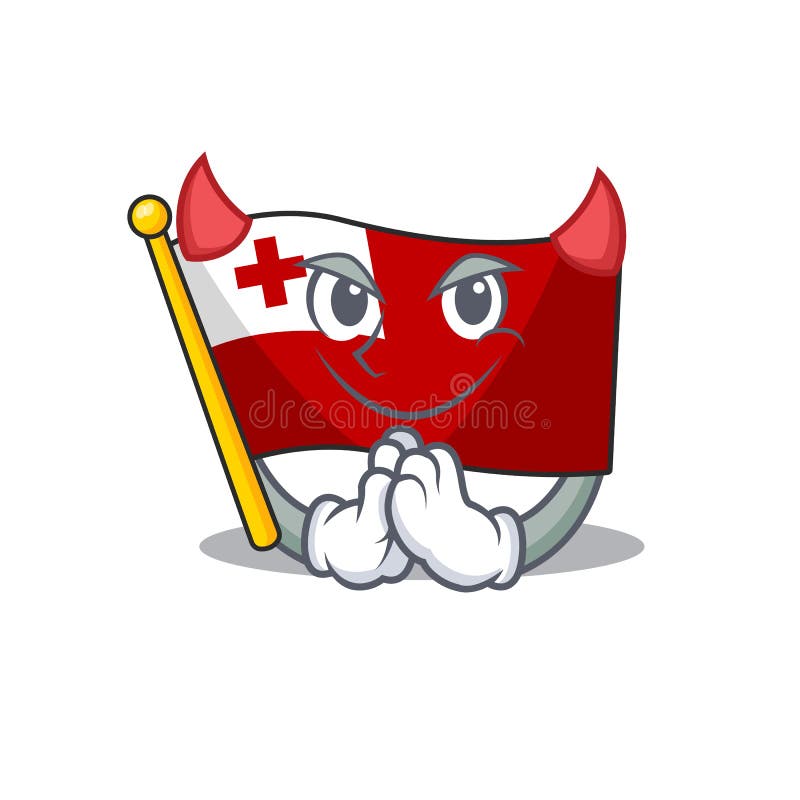 Devil Cartoon Character of Flag Tonga Scroll Design Stock Vector ...