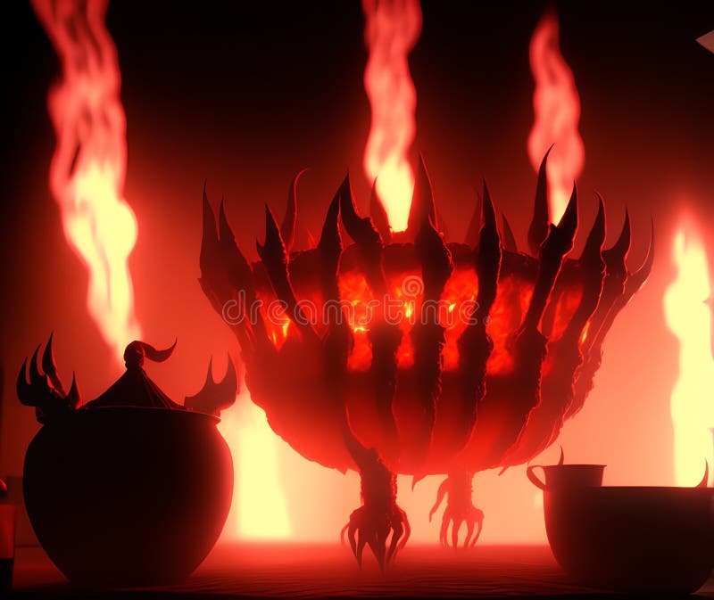 Devil with Cauldron, Generative AI Illustration Stock Illustration ...