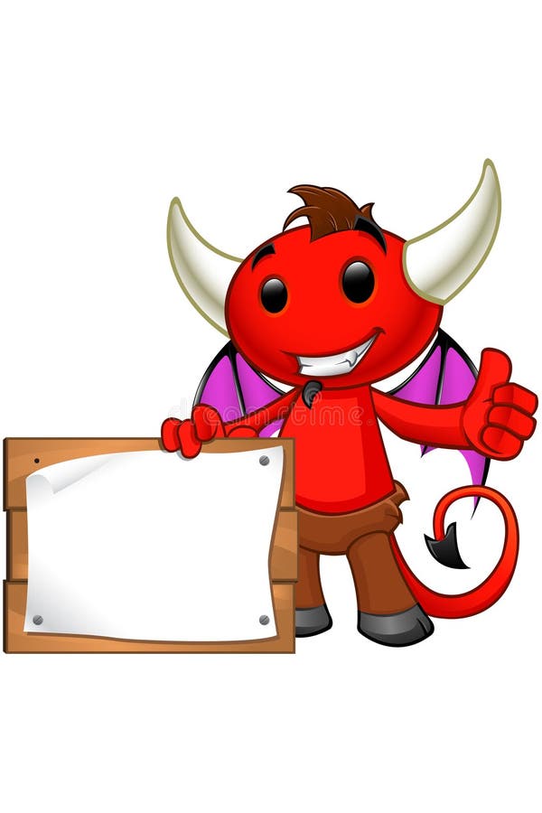 Devil Character - Holding Sign Giving Thumbs Up Stock Vector ...