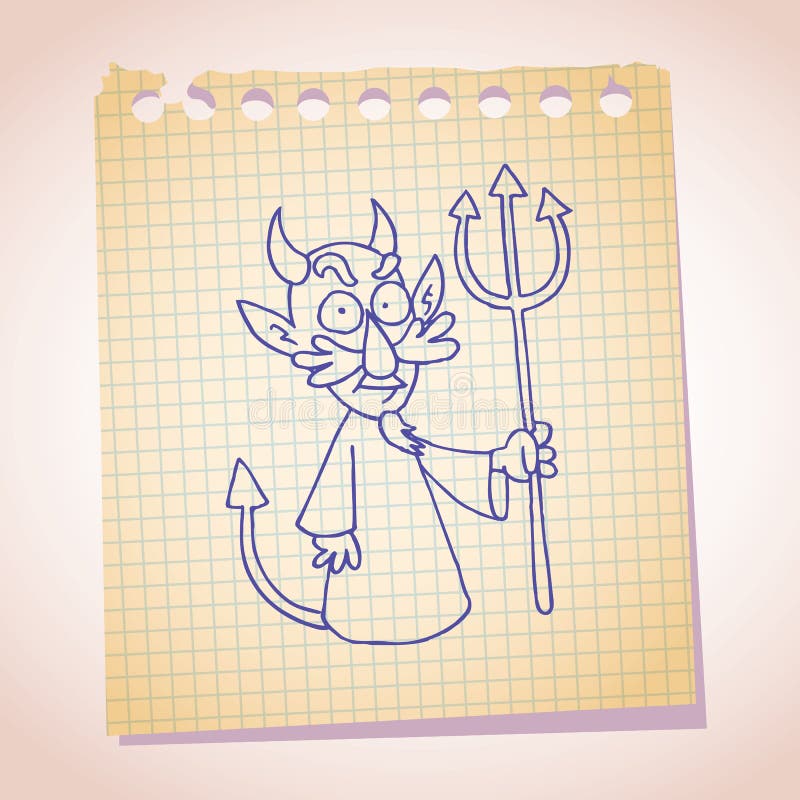 Devil Character Note Paper Sketch Stock Vector - Illustration of horns ...
