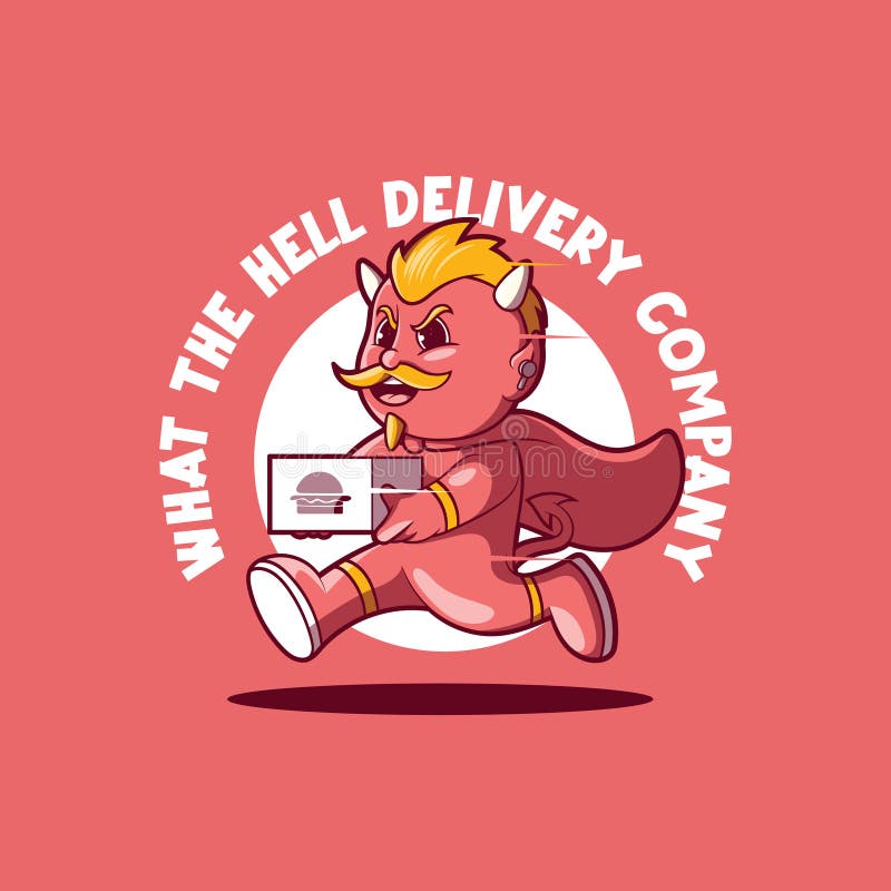Devil Character Running with a Food Package Vector Illustration. Stock ...