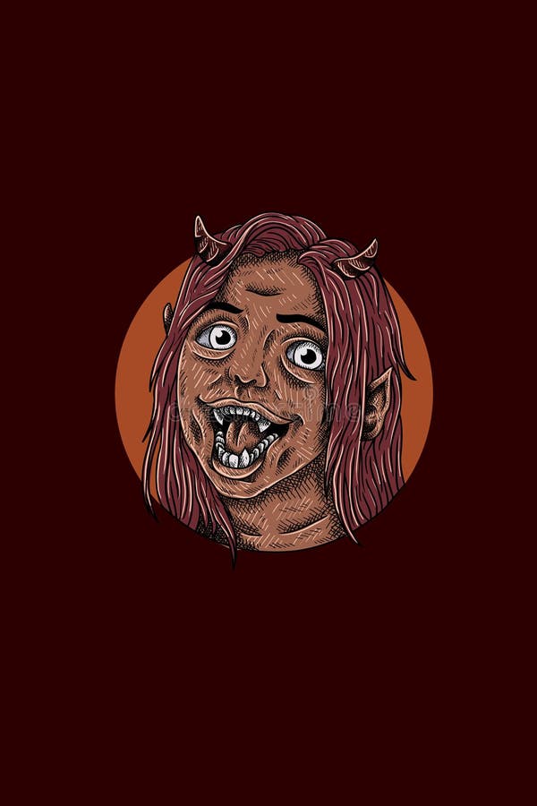 Devil Children Head Vector Illustration Stock Vector - Illustration of ...