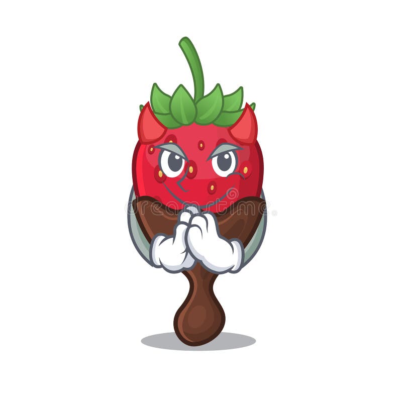 Devil Chocolate Strawberry Cartoon with Character Design Stock Vector ...