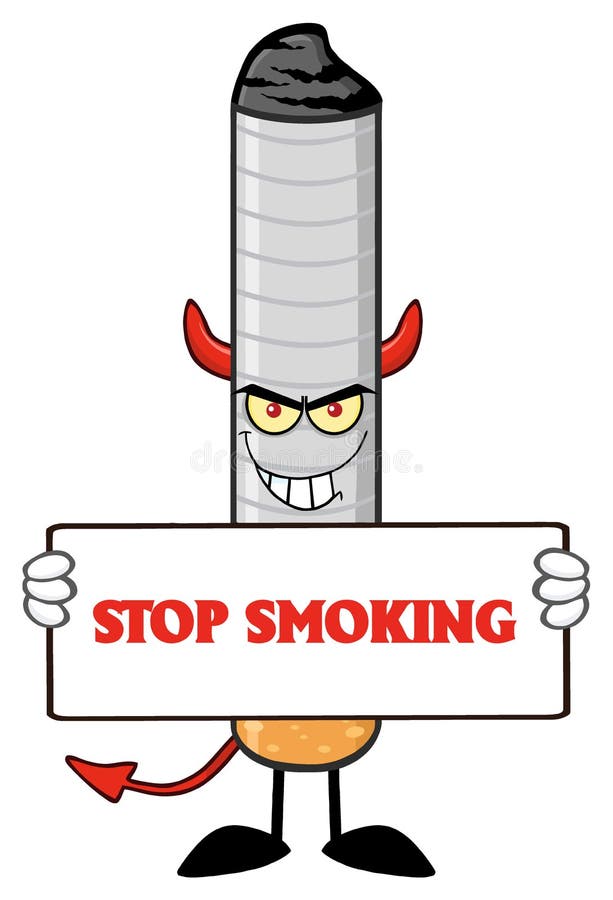 Devil Cigarette Cartoon Mascot Character with Sinister Expression ...