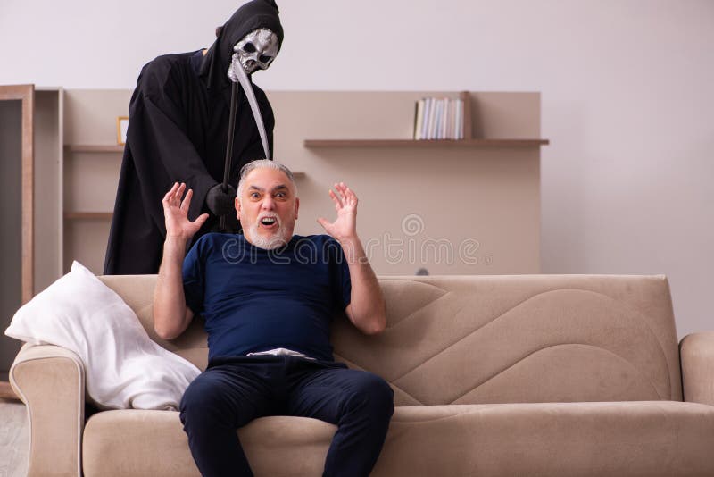 Devil Visting Old Dying Man at Home Stock Photo - Image of aged, scared ...