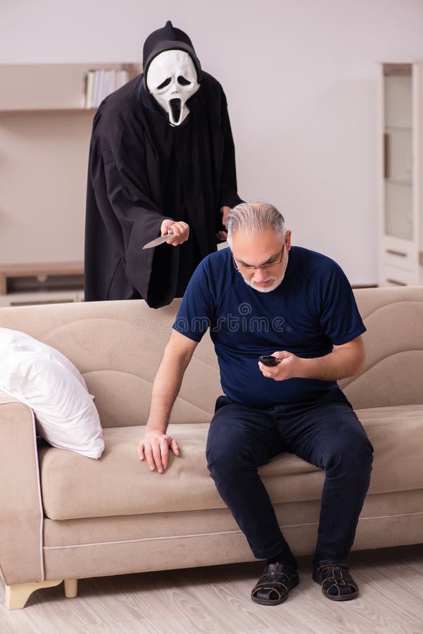 Devil Visting Old Dying Man at Home Stock Image - Image of scary ...