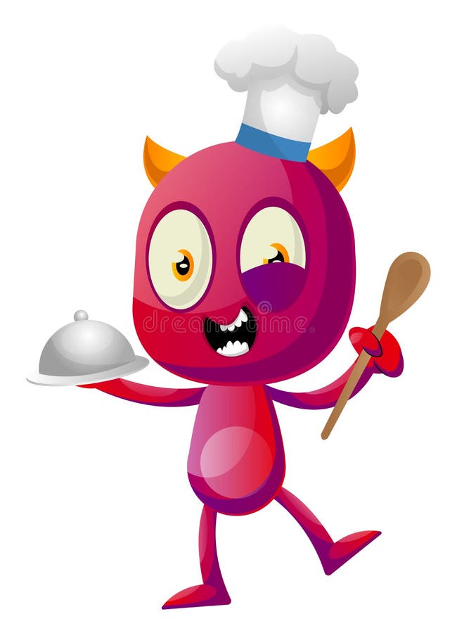 Red Devil Cooking on a BBQ Grill Stock Illustration - Illustration of ...
