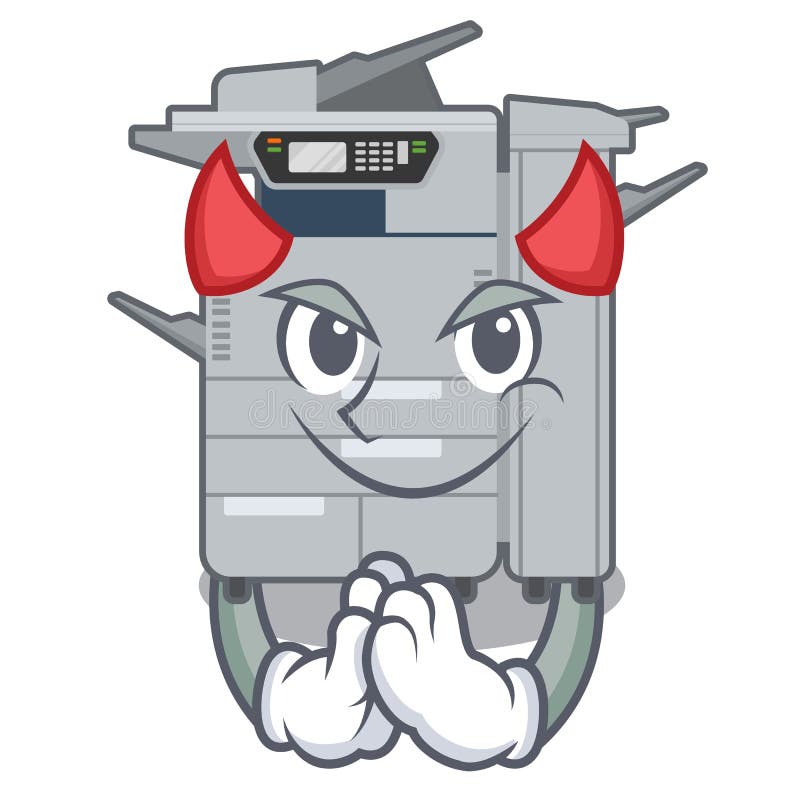 Angry Copier Machine Above Mascot Wood Table Stock Vector ...