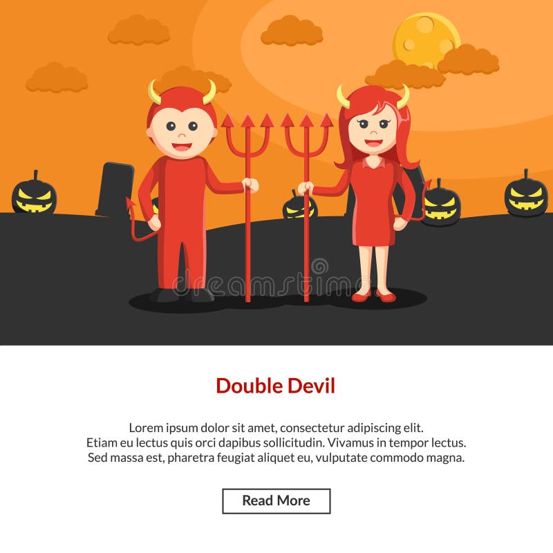 Devil Couple Holding a Trident Stock Vector - Illustration of halo ...