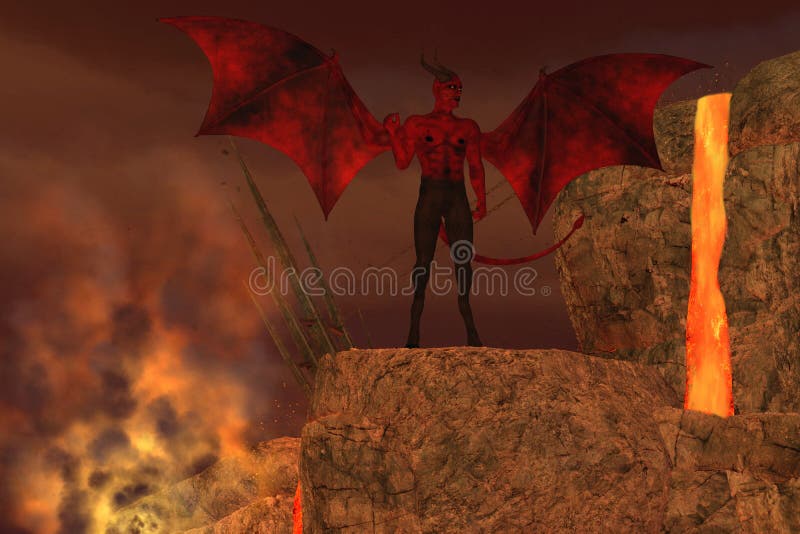 Devil Creature in Hell stock illustration. Illustration of fiend - 89413883