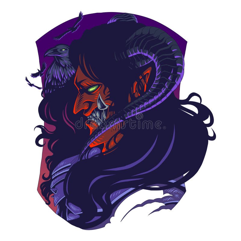 Devil with Crow Mascot Logo Stock Vector - Illustration of female ...