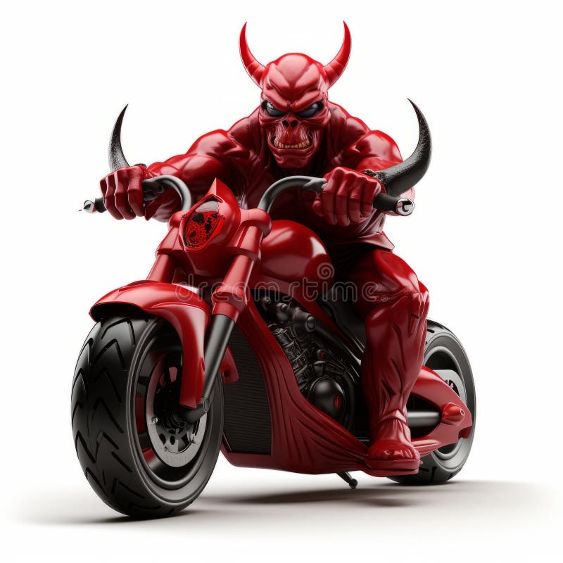 3d Devil Sitting on Motorcycle - Full Body Isolated White Background ...