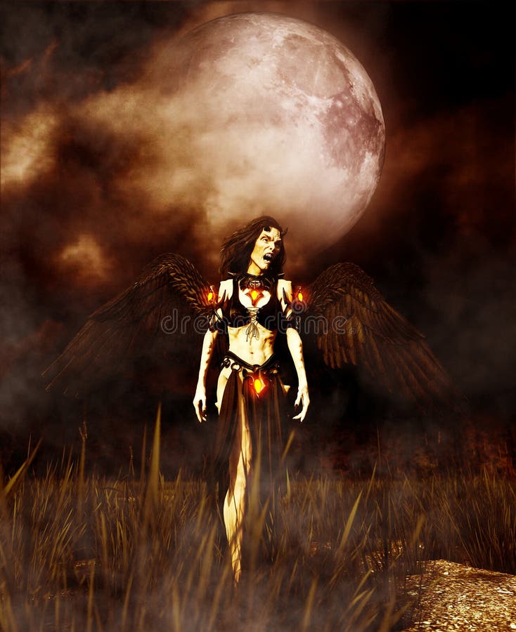 Devil in the dark forest stock illustration. Illustration of book ...