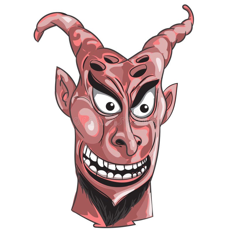 A Devil Demon Cartoon Character Face with an Evil Grin. Alien Face with ...