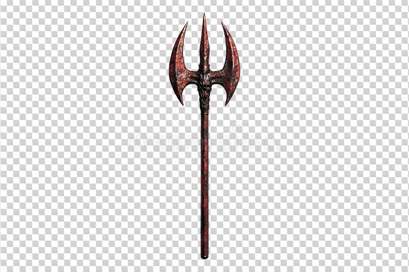Devil Demon Satan Red Rustic Trident Pitchfork Fork Weapon Isolated on ...