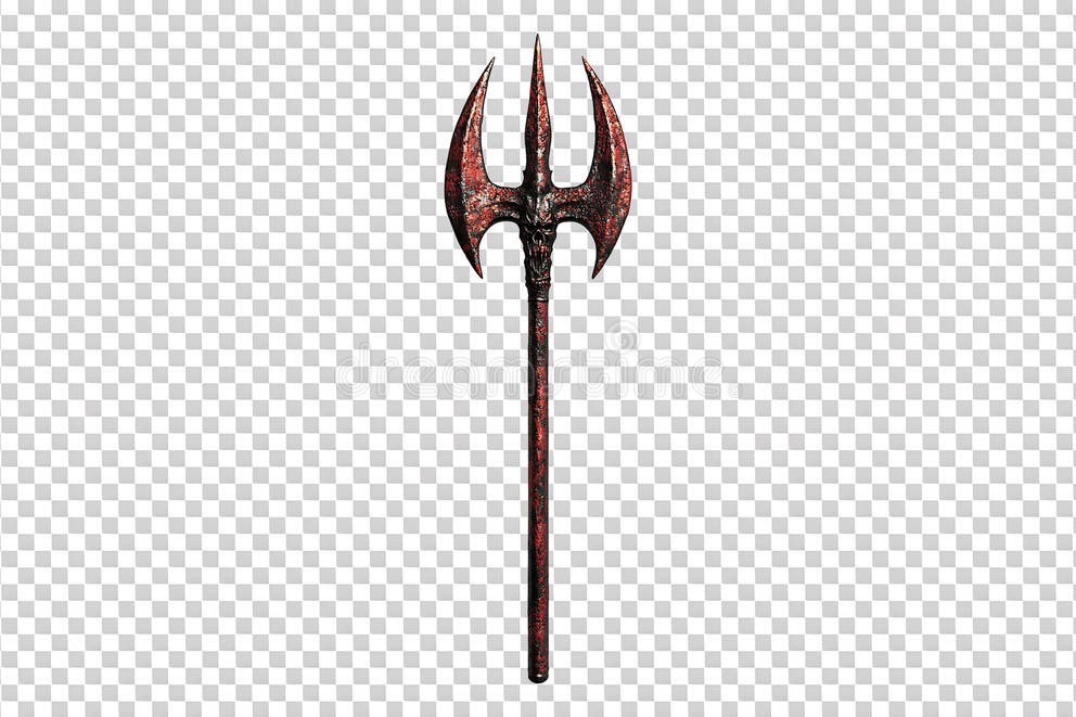 Devil Demon Satan Red Rustic Trident Pitchfork Fork Weapon Isolated on ...