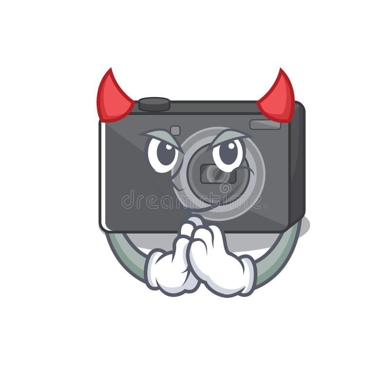 Devil Camera Roll Above Wooden Cartoon Table Stock Vector ...