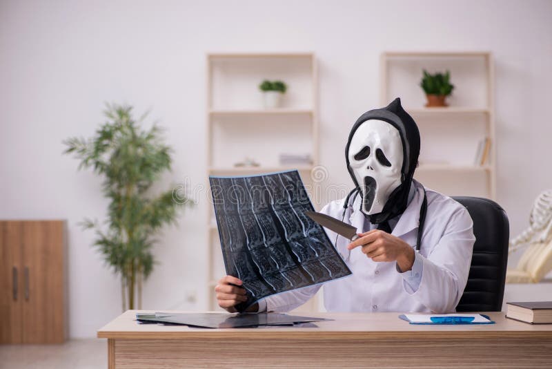Devil Doctor Radiologist Working in the Clinic Stock Photo - Image of ...
