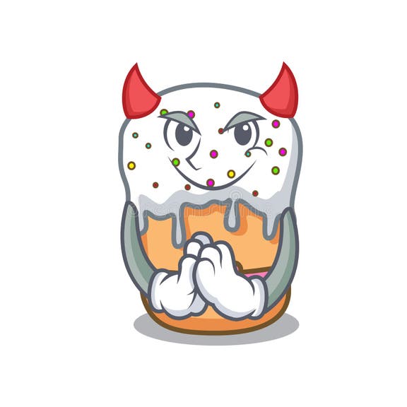 Devil Easter Cake Mascot Cartoon Stock Vector - Illustration of gift ...