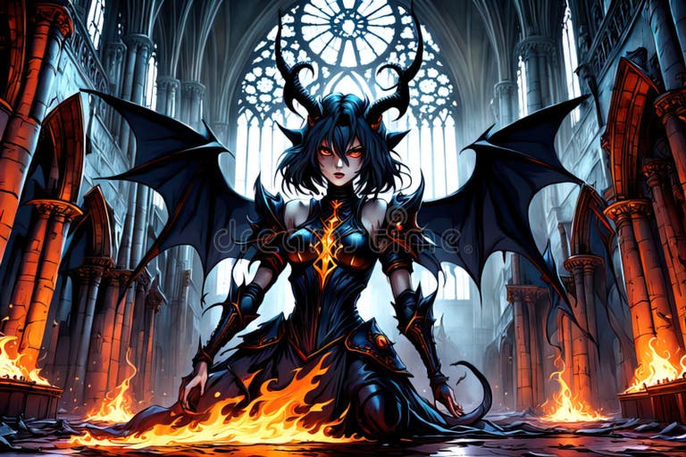 Flame Demon Satanic Horror Creature Stock Illustration - Illustration ...