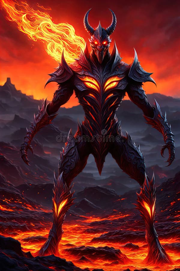 Flame Demon Satanic Horror Creature Stock Illustration - Illustration ...
