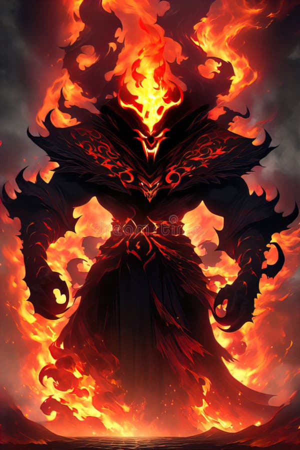 Flame Demon Satanic Horror Creature Stock Illustration - Illustration ...