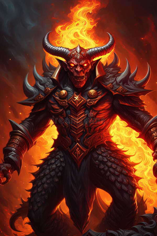 Flame Demon Satanic Horror Creature Stock Illustration - Illustration ...