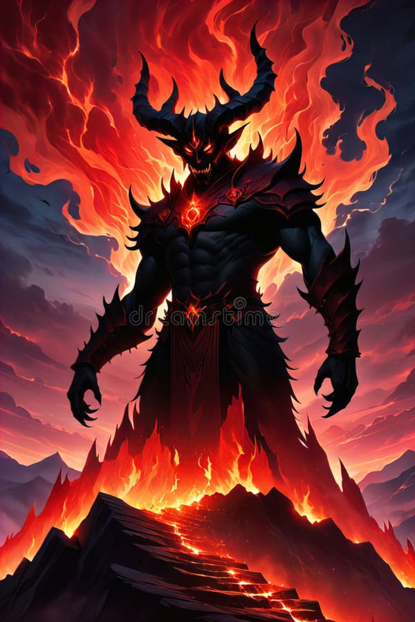 Flame Demon Satanic Horror Creature Stock Illustration - Illustration ...