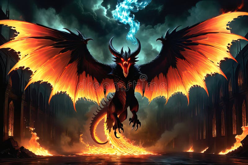 Flame Demon Satanic Horror Creature Stock Illustration - Illustration ...