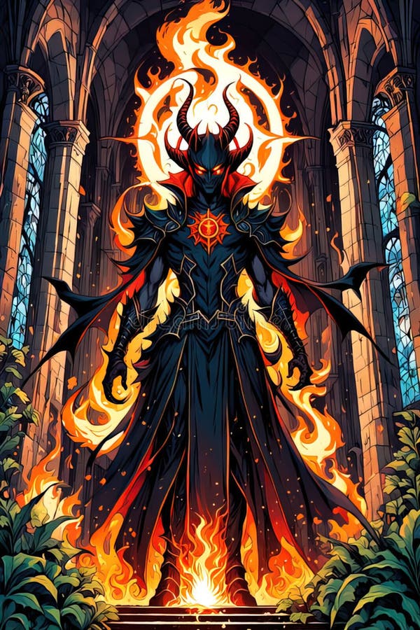 Flame Demon Satanic Horror Creature Stock Illustration - Illustration ...