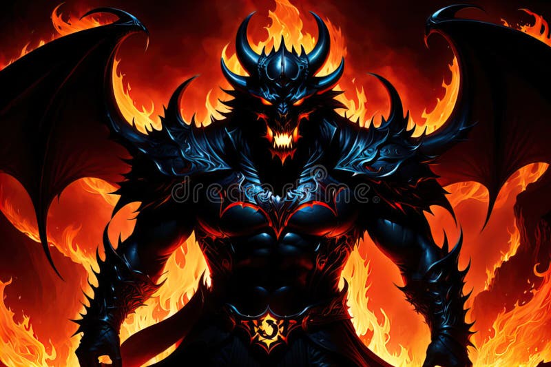 Flame Demon Satanic Horror Creature Stock Illustration - Illustration ...