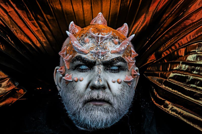 Devil Face. Man with Thorns or Warts. Dark Arts Concept. Devil Man with ...