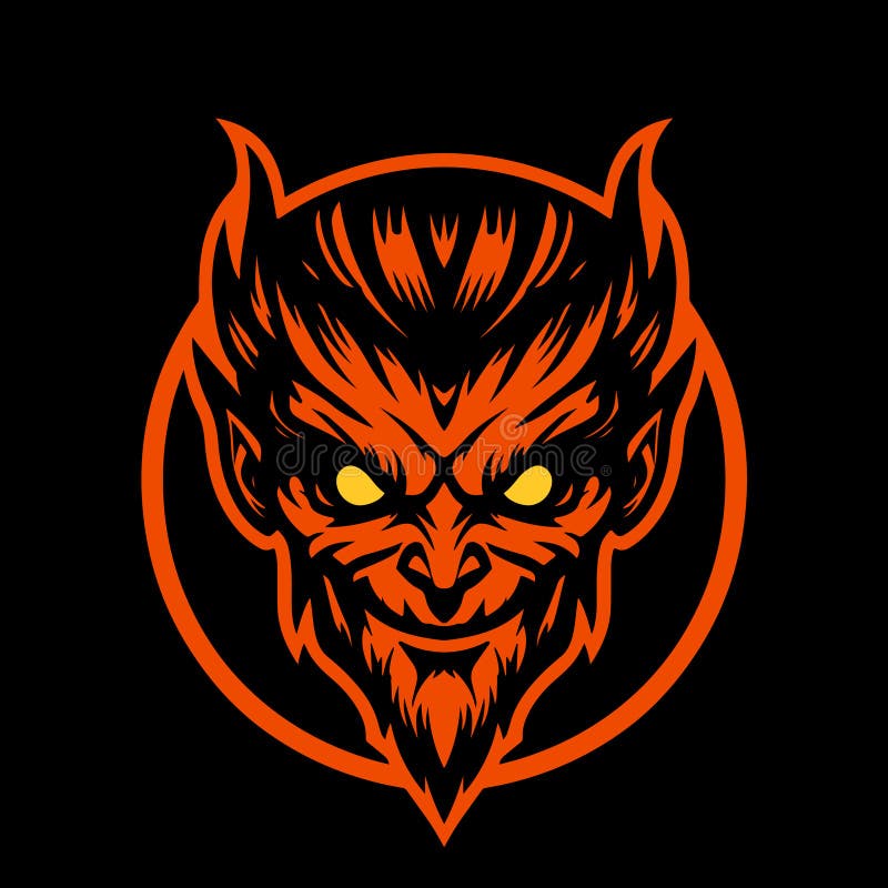 Devil Face in Tattoo Style. Vector Illustration on Black Background Stock Vector - Illustration ...