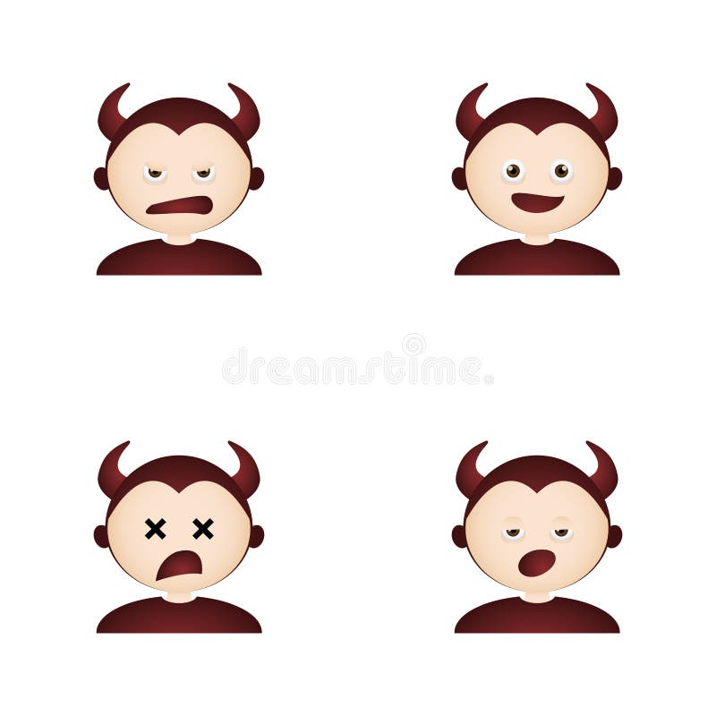 Devil Facial Expressions stock vector. Illustration of look - 62057046
