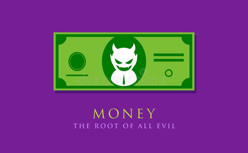 Devil Figure Inside the Money. Purple Background Stock Illustration ...
