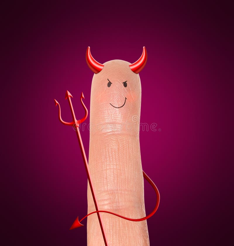 Devil on Finger - Humor Contept Stock Image - Image of demon, drawing ...