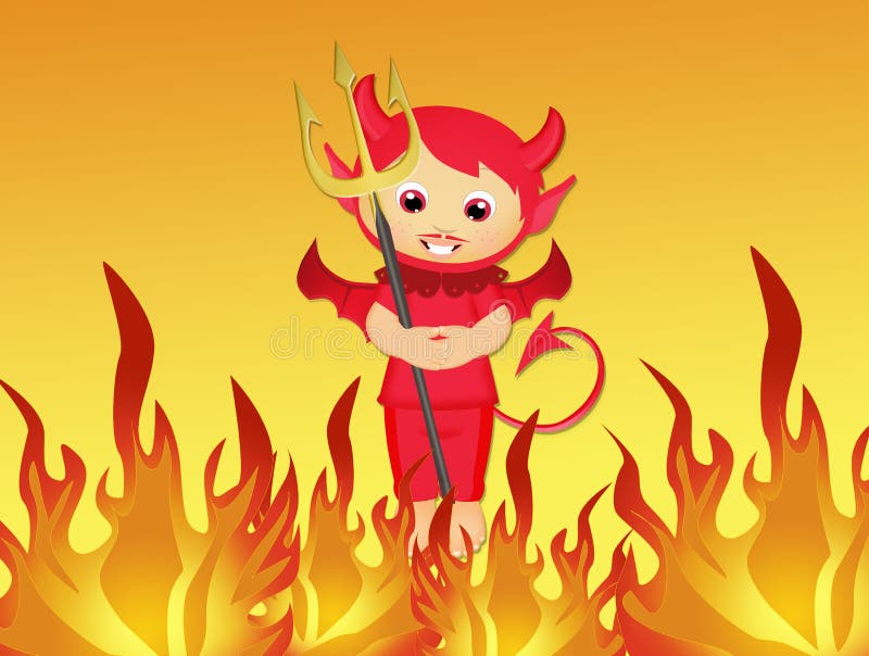 Devil in the fire stock illustration. Illustration of hell - 102699026