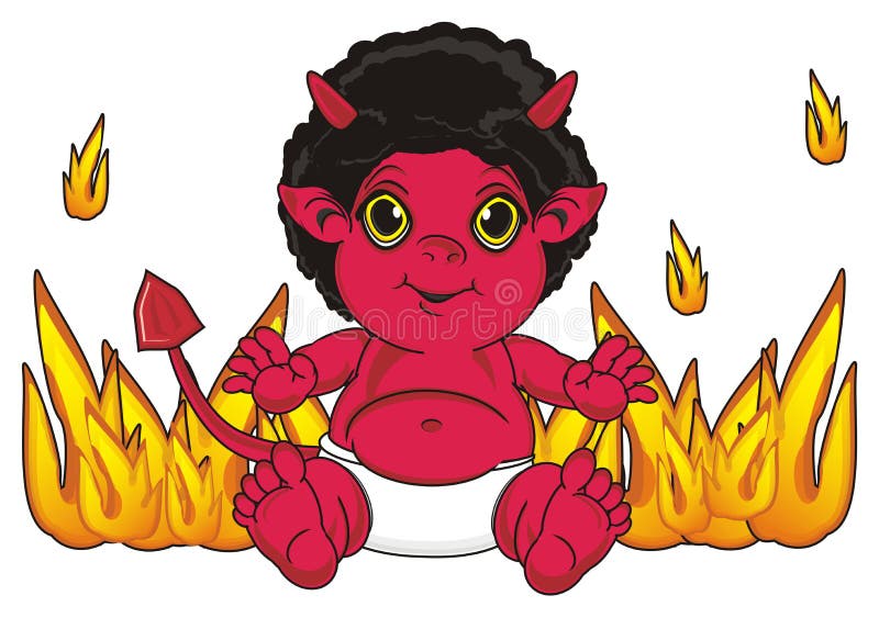 Devil on the fire stock illustration. Illustration of character - 89399104