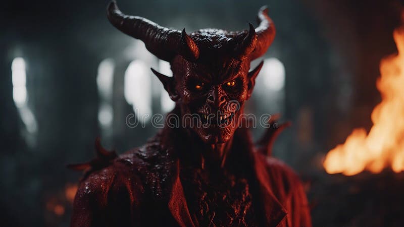 Devil in the Fire Scary Portrait of a Devil Figure in Hell Background ...